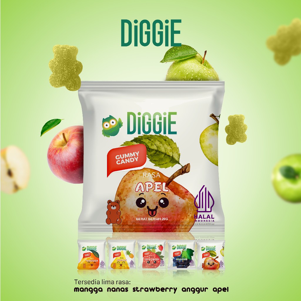 Jual [HALAL] Permen Gummy 5 Bungkus Rasa Apel | Shopee Indonesia