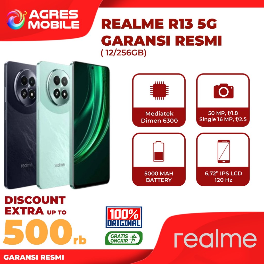 Jual realme 13 5G 12GB+256GB (Prosesor 5G Dimensity 6300 | Pendingin VC Stainless Steel | 45W ...