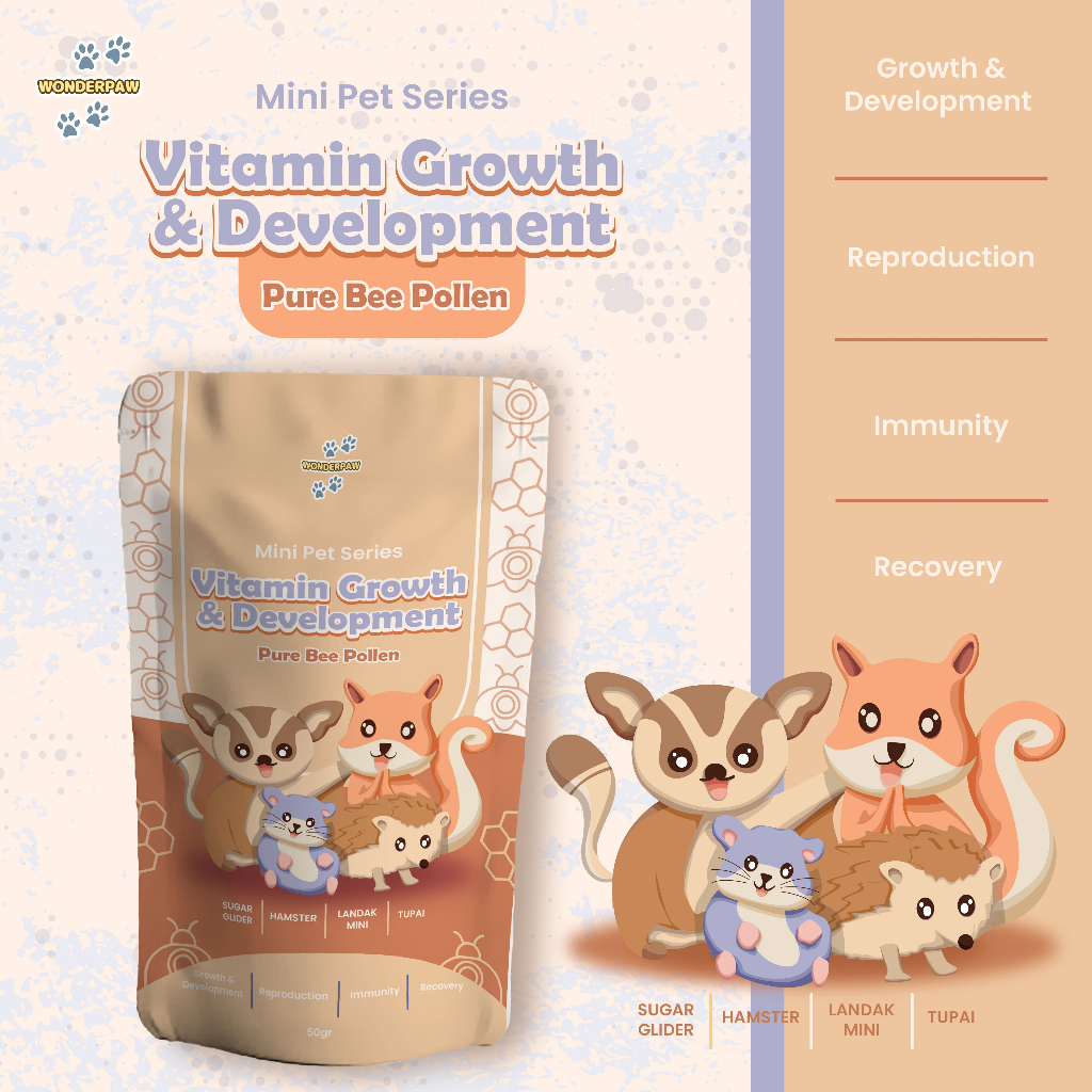Jual Vitamin Tumbuh Kembang Pure Bee Pollen Sugar Glider, Hamster ...