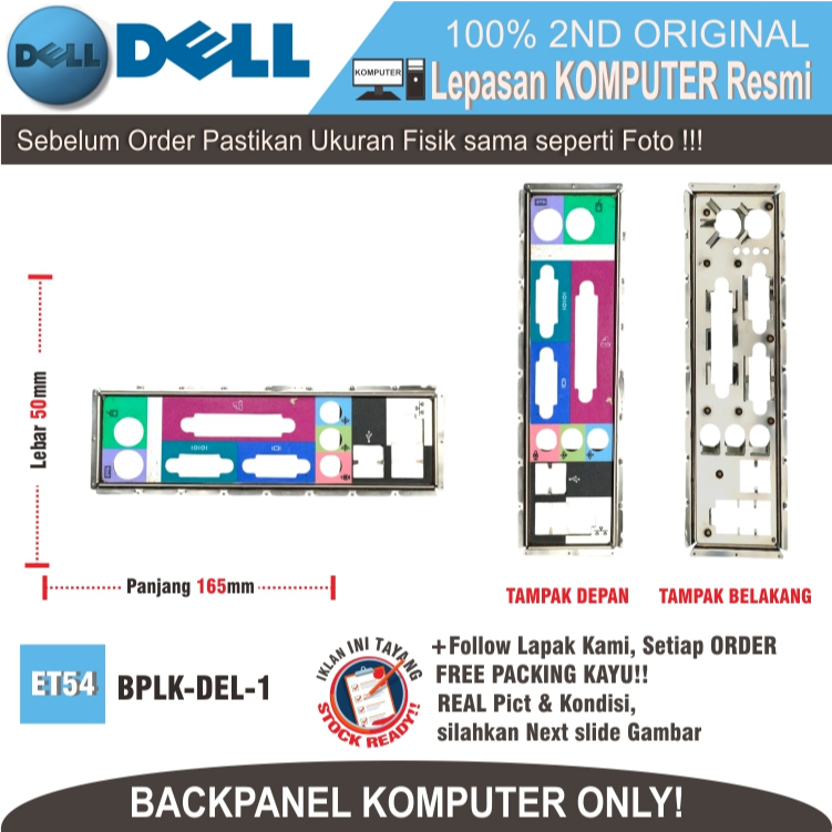 Jual ET55 BPLK-DEL-1 BACK PANEL MOTHERBOARD PC KOMPUTER DELL DIMENSION ...