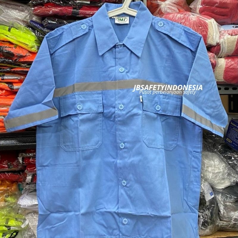 Jual BAJU SERAGAM KERJA PRIA LENGAN PENDEK IMJ - WEARPACK SAFETY ATASAN ...