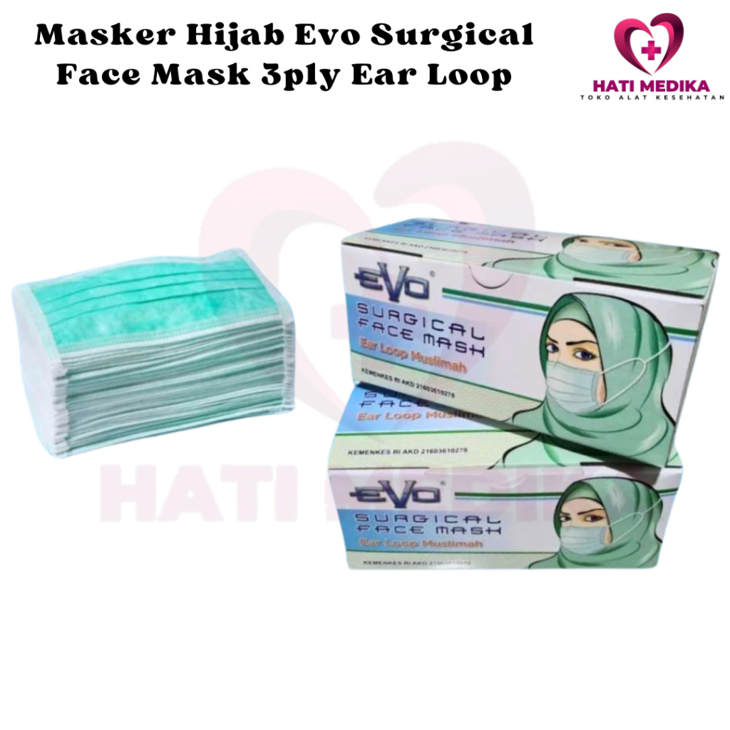 Jual Evo - Masker Hijab Ear Loop Surgical Face Mask | Masker Medis ...