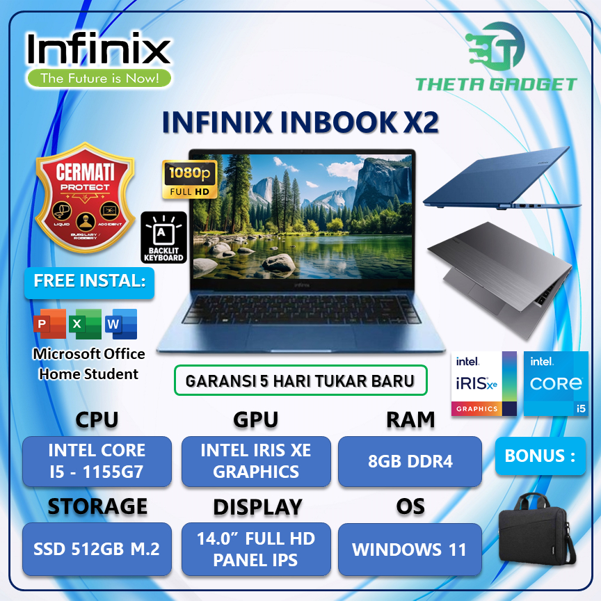 Jual Laptop Infinix i5 - 1155G7 8GB 512GB Iris Xe Inbook X2 14.0" Full ...