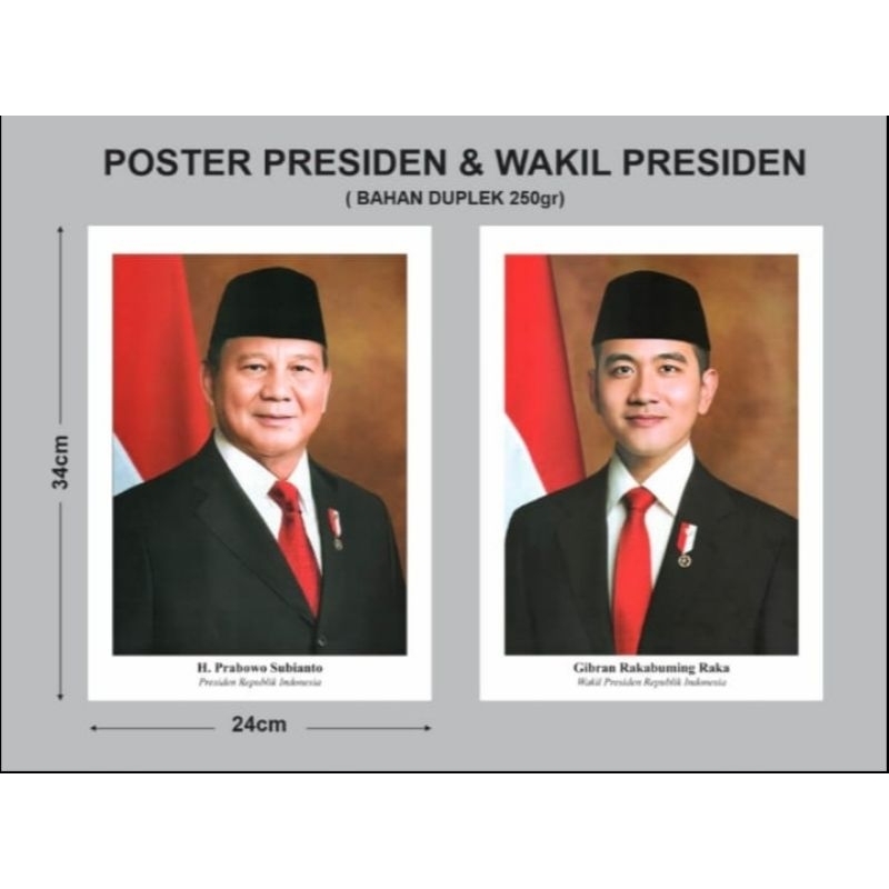 Jual poster gambar presiden dan wakil presiden Prabowo Subianto dan ...