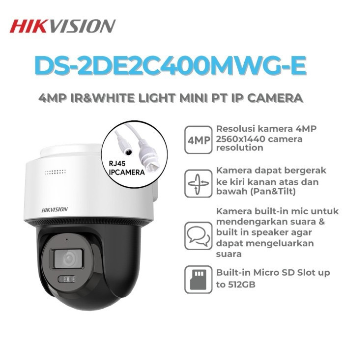 Jual IP Camera CCTV Mini PT Hikvision DS-2DE2C400MWG-E 4MP IR & White Light Dual Light | Shopee ...