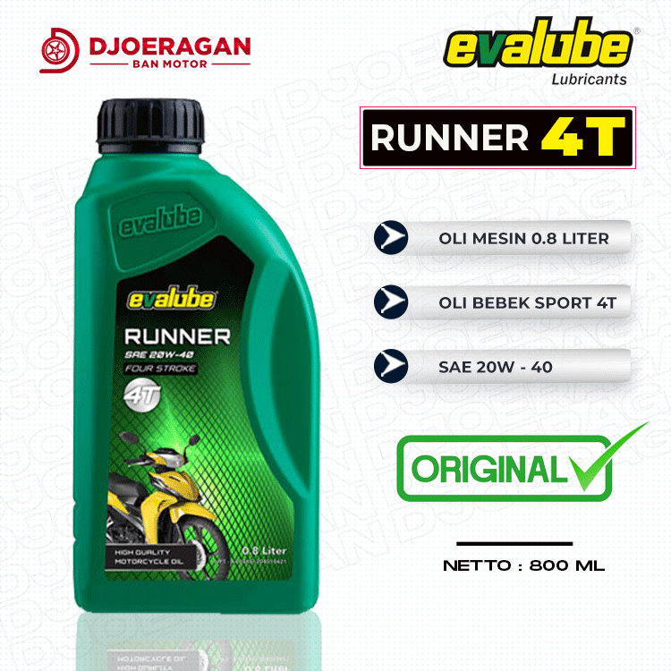 Jual OLI OIL MESIN EVALUBE RUNNER 4T SAE 20W40 20W-40 MOTOR 4T ORIGINAL ...