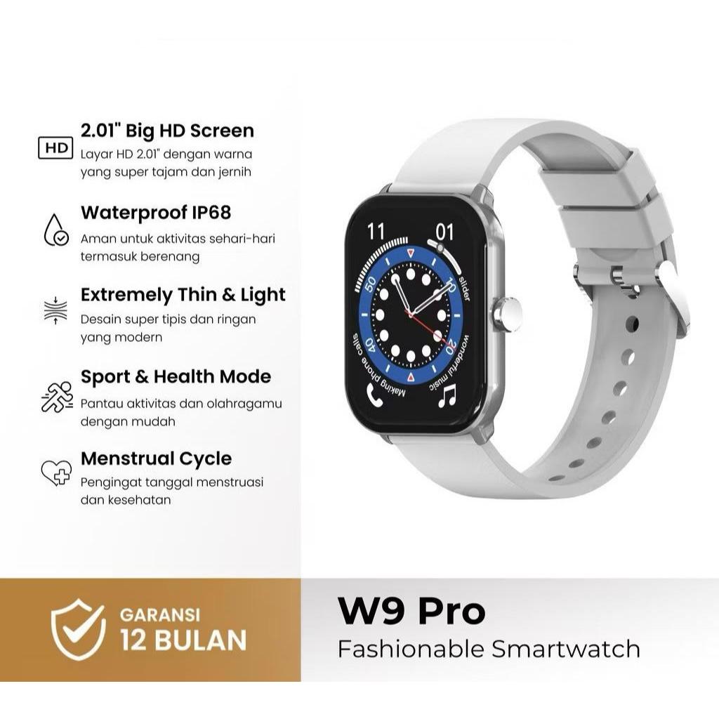 Jual Smart Watch W9 Pro Tahan Air Fashion Smartwatch Men Women Monitor ...