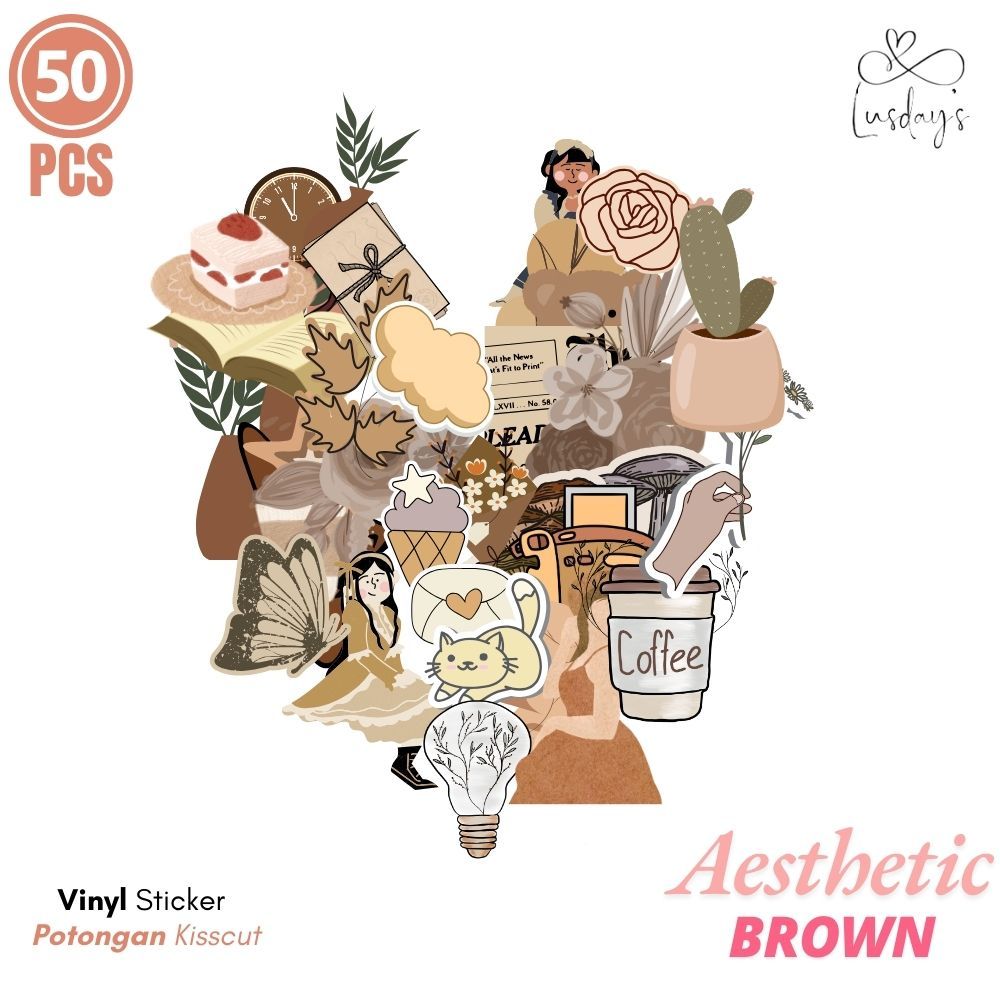 Jual STIKER Vinyl Aesthetic Brown Vinyl Waterproof - Sticker Helm Buku ...