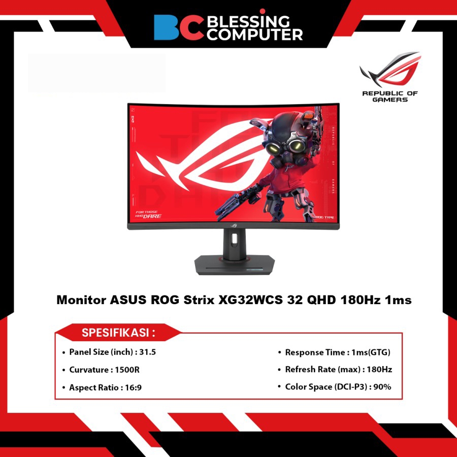 Jual Monitor ASUS ROG Strix XG32WCS 32 QHD 180Hz 1ms | Shopee Indonesia