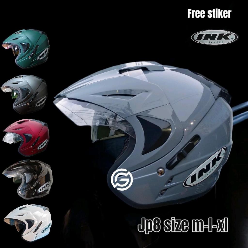 Jual HELM INK DOUBLE VISOR JP8 HELM SNI FREE STICKER | Shopee Indonesia