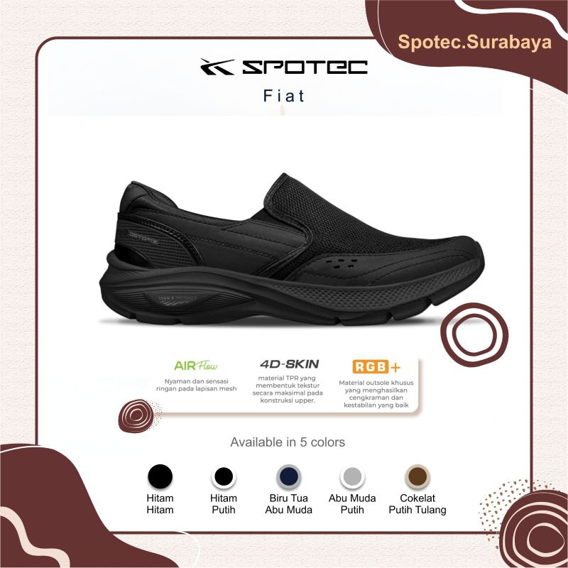 Jual Sepatu Slip On SPOTEC FIAT Hitam-Hitam | Shopee Indonesia