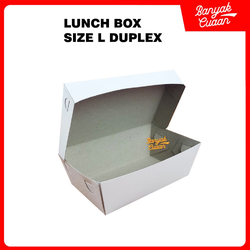 Jual Paper Lunch Box L Duplex Putih (1 Pcs) / Kotak nasi ukuran L ...
