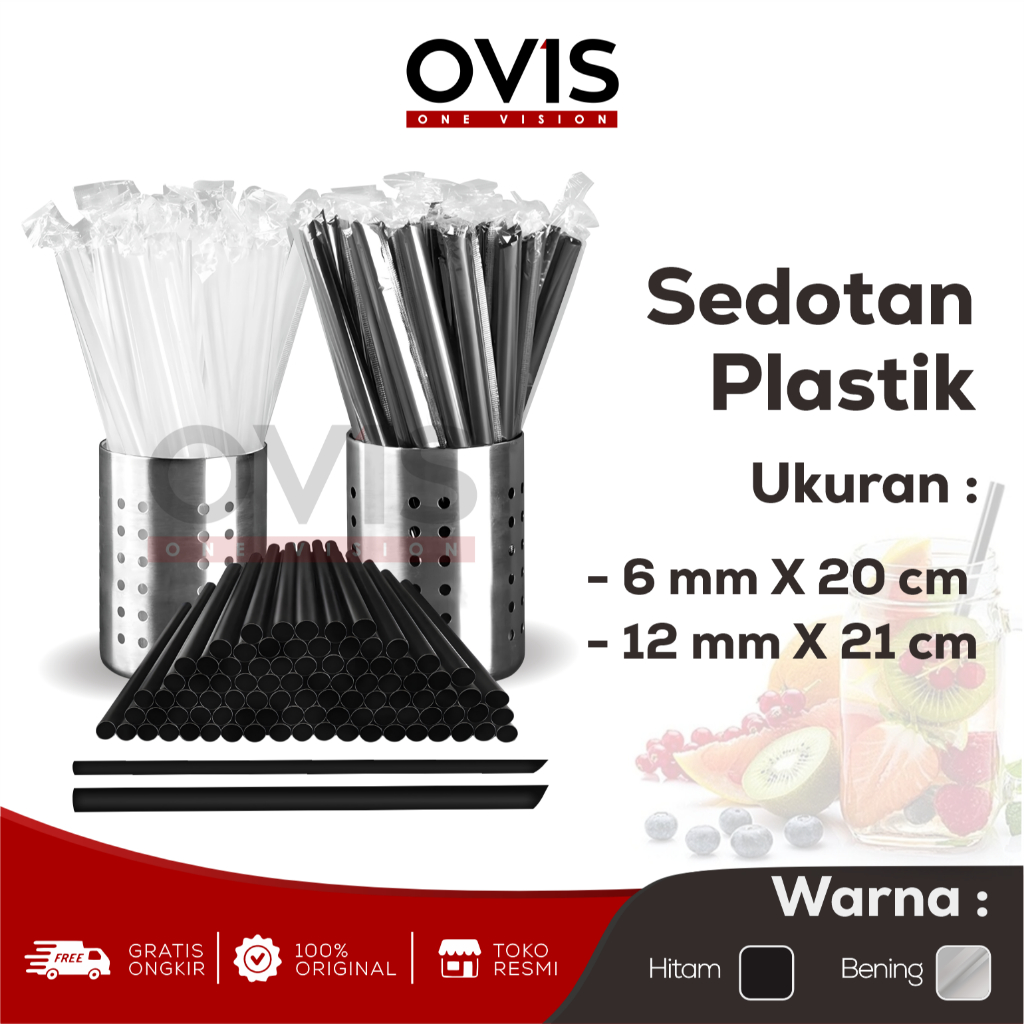 Jual Sedotan Plastik Steril Lancip Hitam Bening Straw Kopi 6 mm x 20 cm ...