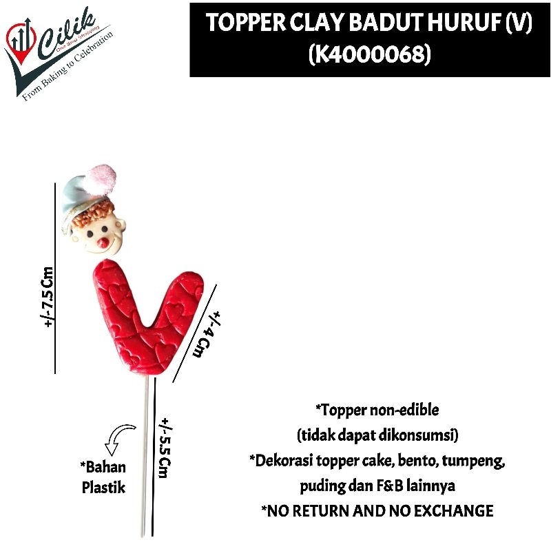 Jual topper+tusukan+huruf+alphabet+abc+aksara+karakter+badut+bahan+clay ...
