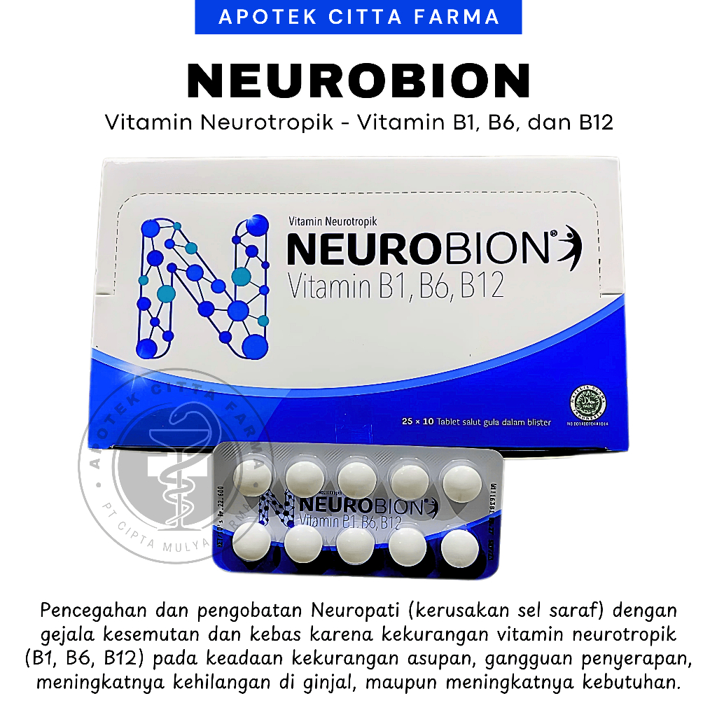 Jual Neurobion Putih Biru Tablet Per 1 Strip @ 10 Tablet - Suplemen ...