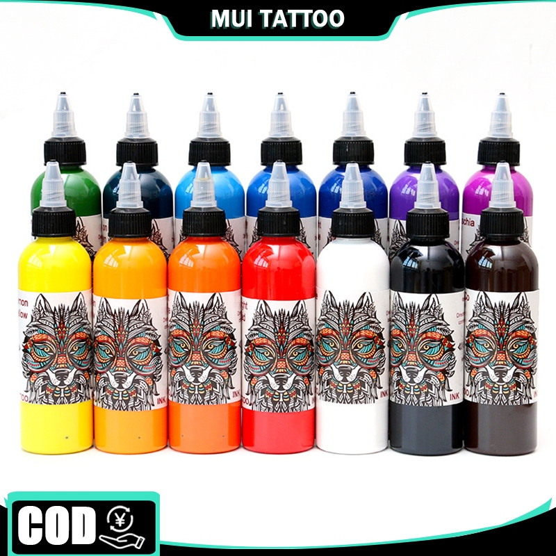 Jual Tinta Warna Tato Tinta Warna Tato 120ml 14 Warna Label Kepala ...