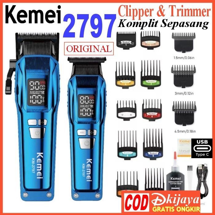 Jual KEMEI 2797 ORIGINAL BIRU HITAM SET SEPASANG CLIPER dan TRIMER ...