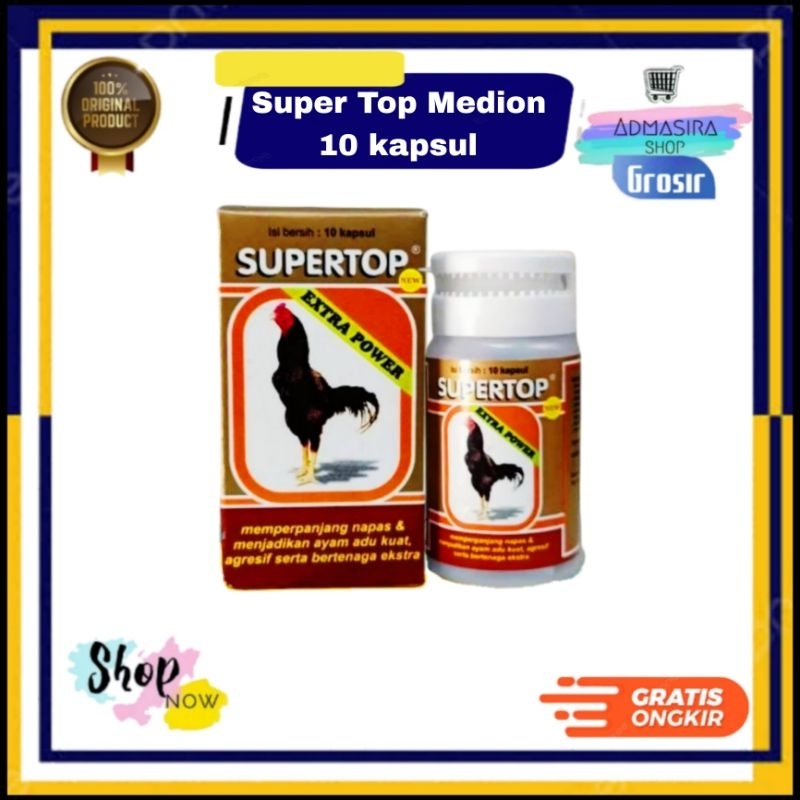 Jual SUPERTOP 10 Kapsul Medion Super Top 10kapsul Vitamin Memperpanjang Nafas Stamina Ayam Jago ...