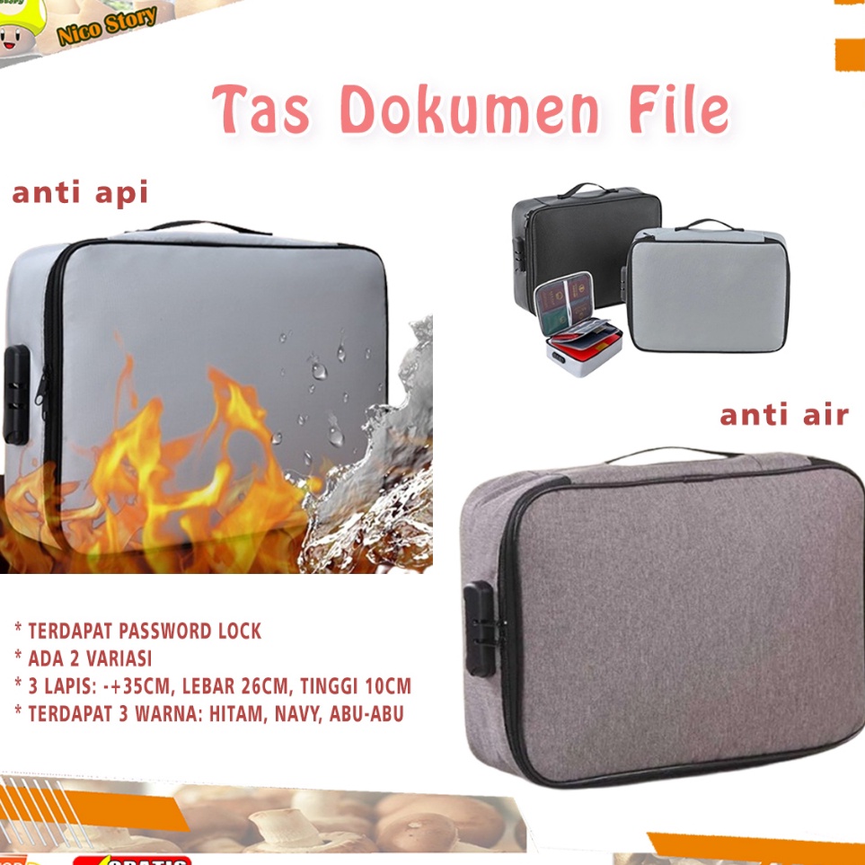 Jual KODE A13P NCS Tas Dokumen File Anti Air dan Api Password Lock ...