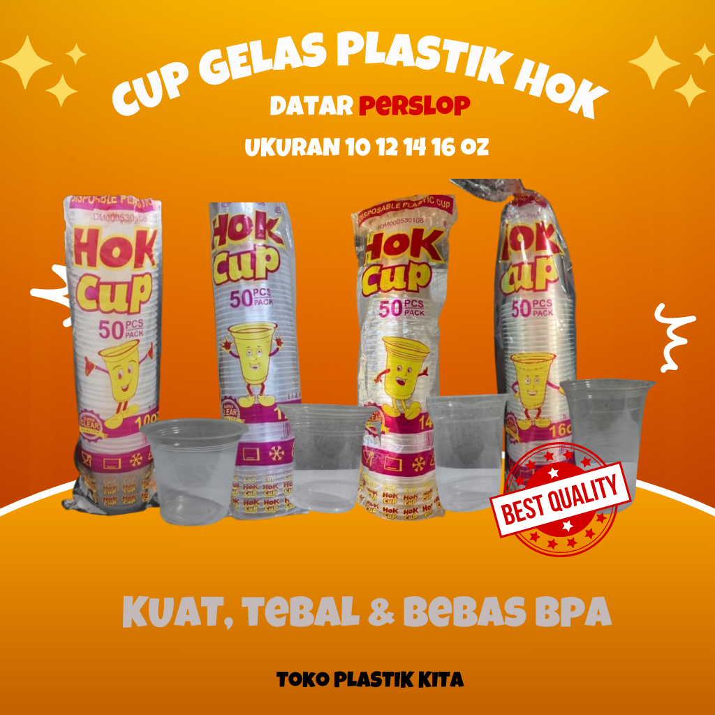 Jual Cup Gelas Plastik HOK Cup Datar / Gelas Pop Ice / Es Teh Jumbo ...