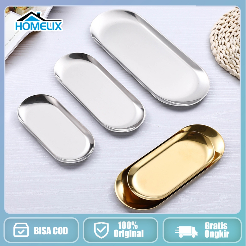 Jual Home_lix Tray Oval Piring Makanan Ringan Roti BBQ Buah Nampan Oval ...