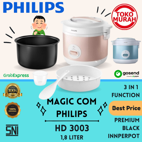 Jual Magic Com/Rice Cooker/Penanak Nasi PHILIPS HD 3003 Premium Black ...
