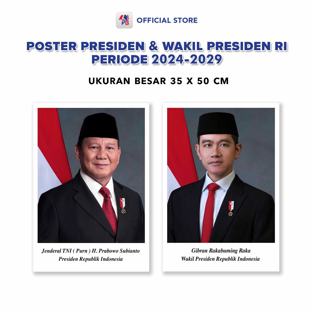 Jual Foto Presiden Dan Wakil Presiden Indonesia 2024 - 2029 Prabowo ...