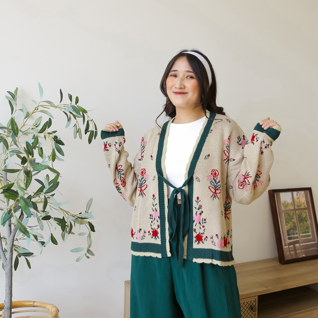 Jual Midun.project - Vabella Outer Rajut Wanita Bunga Korean Style ...