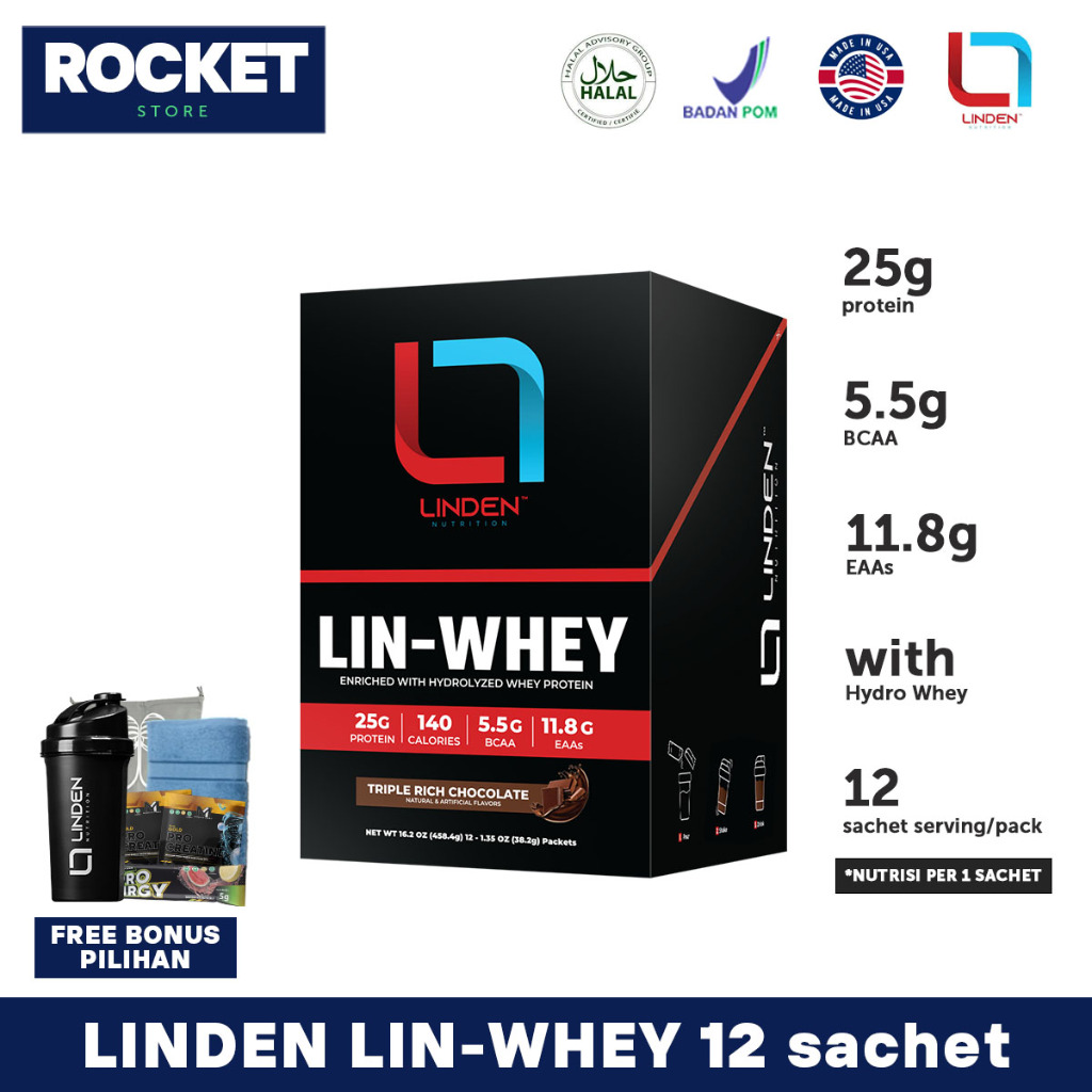 Jual Linden Nutrition Lin-Whey 12 sachet - with Hydro Whey Protein LinWhey | Shopee Indonesia