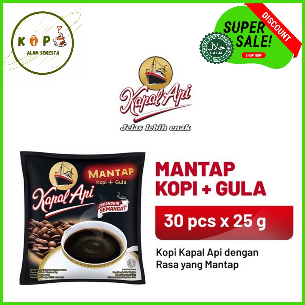 Jual Kapal Api Mantap Kopi + Gula 30 Sachets x 25gr | Shopee Indonesia