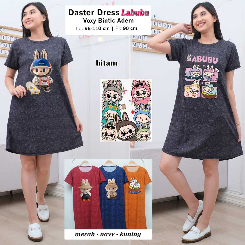 Jual Daster Mayung Corak Bangkok DTF Dress Bangkok Motif Labubu Viral ...