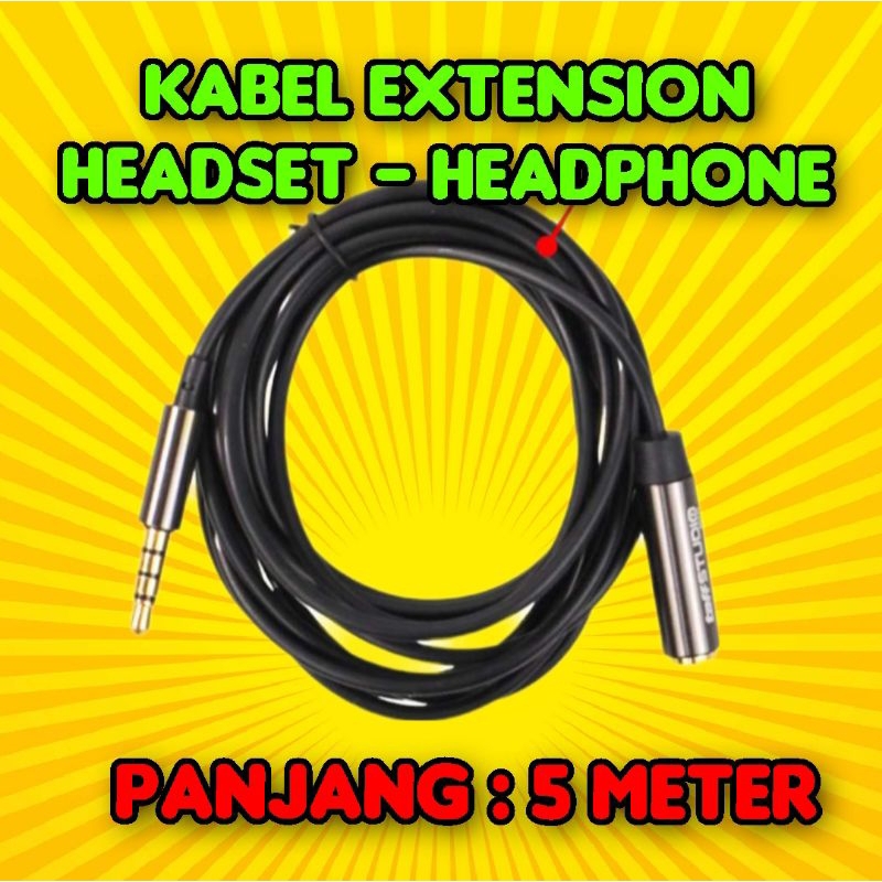 Jual Kabel aux extension untuk headset headphone jack 3,5 male female ...