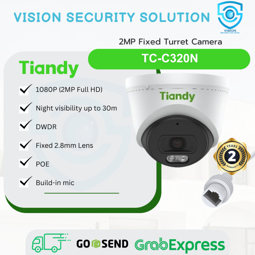 Jual Tiandy TC-C320N 2MP Fixed Turret Camera - Smart CCTV - Garansi ...