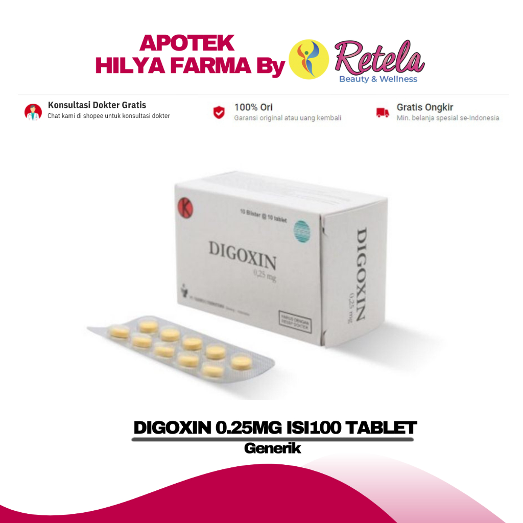 Jual DIGOXIN 0.25MG 1 BOX ISI 100 TABLET (Gen-Yarindo) | Shopee Indonesia