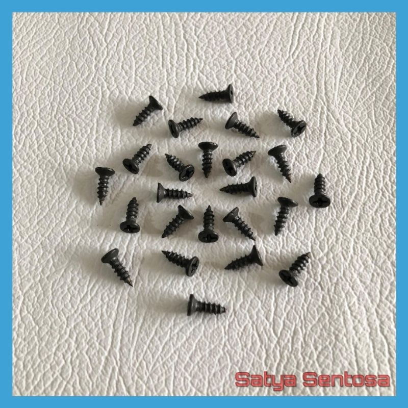 Jual Sekrup / Skrup Kecil Hitam 4x3/8" Kepala Rata FH+ Hitam (100 pcs ...