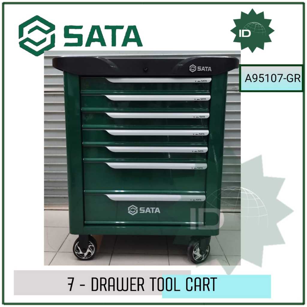 Jual Kotak Lemari Tool Box Cabinet 7 Laci (Hijau) + Plat u/Tools A95107-GR Drawer Tool Cart ...