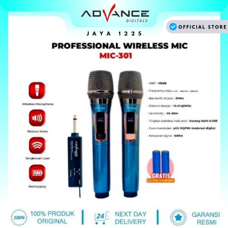 Jual Advance MIC 301 DOUBLE Mic Wireless Microphone Bluetooth Karaoke BONUS Baterai | Shopee ...