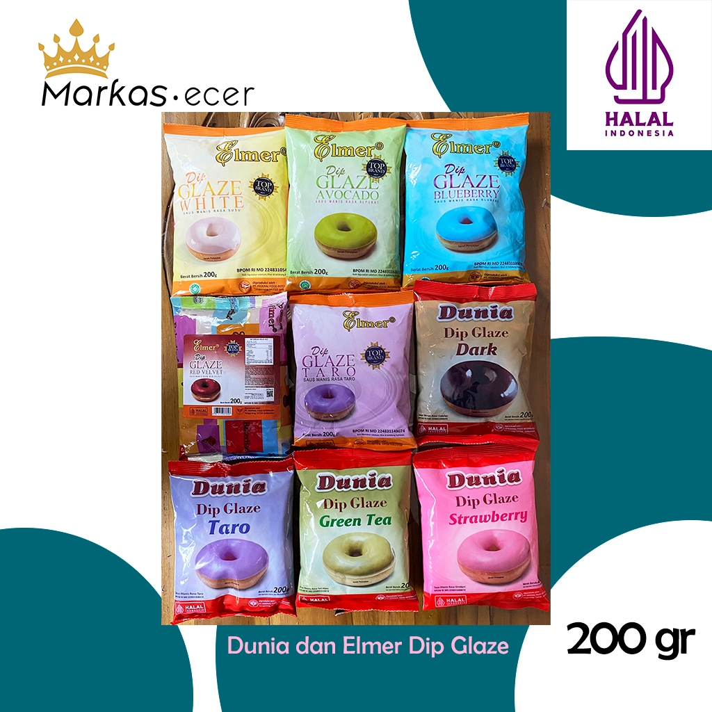 Jual Toping Donat Dip Glaze Dunia Aneka Rasa 200gr Elmer Dip Glaze ...