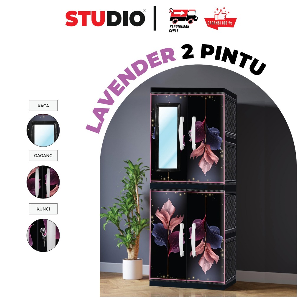 Jual STUDIO - Lemari Pakaian Plastik 2 Pintu Jumbo Motif Bunga Printing ...