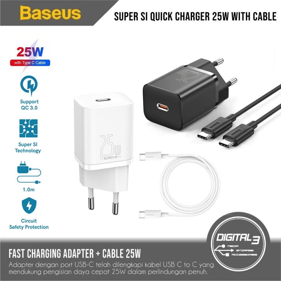 Jual Baseus Adapter Super SI Quick Charger 25W Fast Charging PD with ...