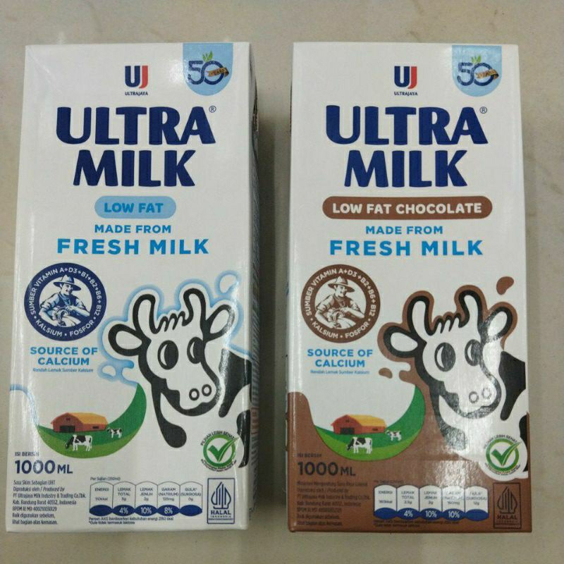 Jual Ultra Milk Low fat plain & coklat 1000 ml | Shopee Indonesia