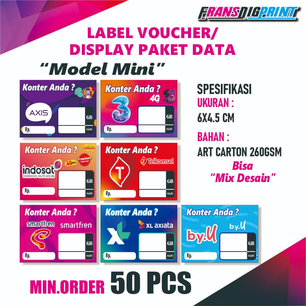 Jual LABEL VOUCHER , DISPLAY PAKET DATA , LABEL PAKET DATA , DISPLAY ...