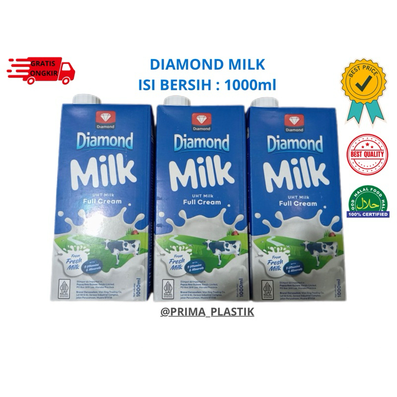 Jual Diamond milk plain | Susu uht full cream | Susu cair UHT Diamond ...