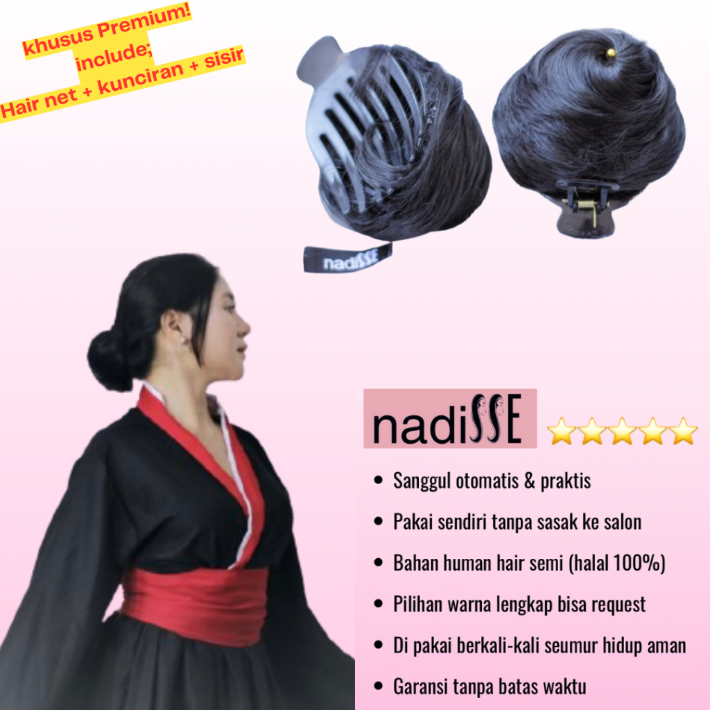 Jual Cepol Rambut Jepit Bulat Putri Korea - Konde Siap Pakai variasi ...