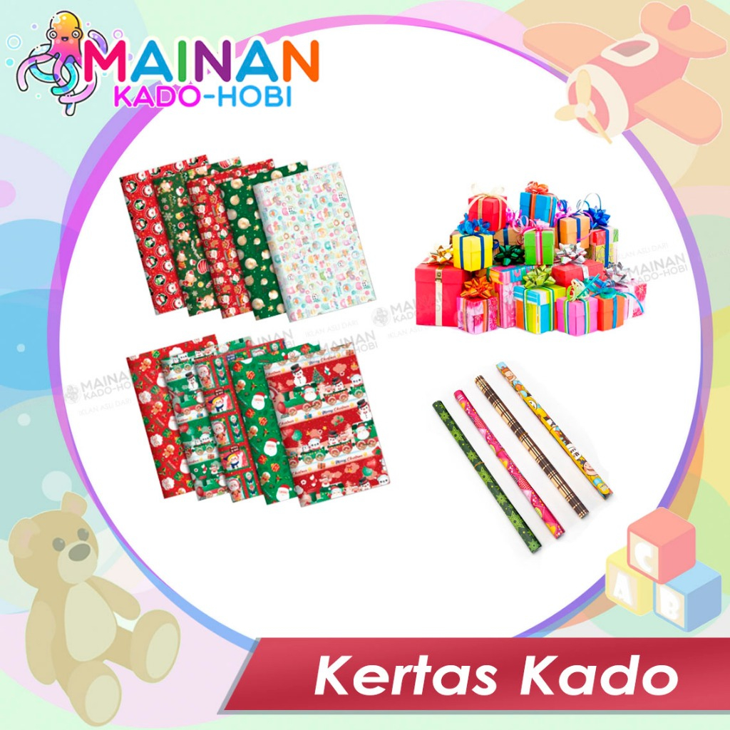 Jual KERTAS KADO 50x64cm WRAPPING PAPER TEMA HARI NATAL SANTA CLAUS ...