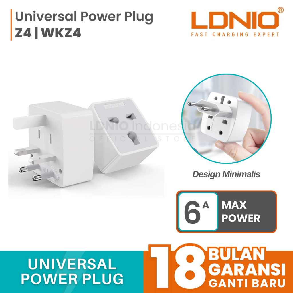 Jual LDNIO Z4 Universal Plug Travel Socket Adapter 6A Type EU/US/UK/AU ...