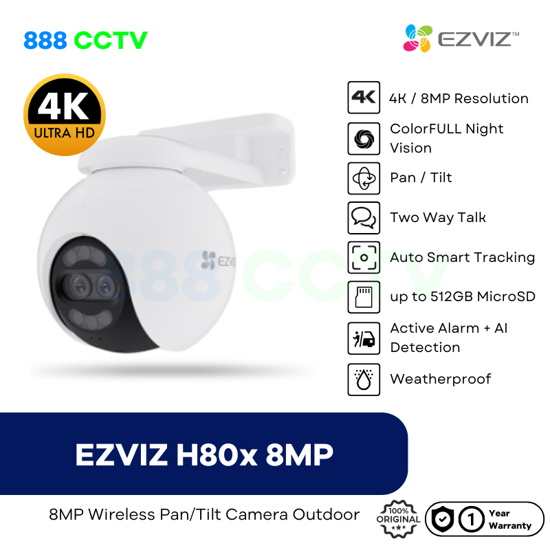 Jual EZVIZ H80x 8MP 4K Dual Lens (8MP+2MP) Full Color Wifi Camera ...