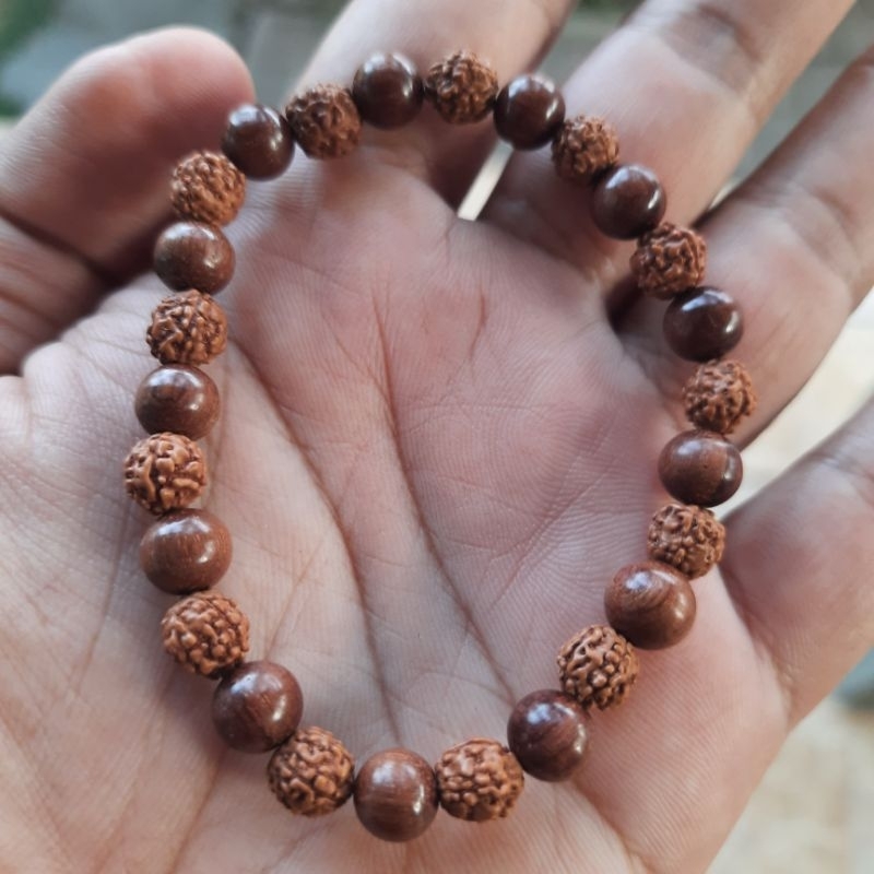Jual Gelang Kombinasi Kayu Nagasari Genitri 7mm | Shopee Indonesia