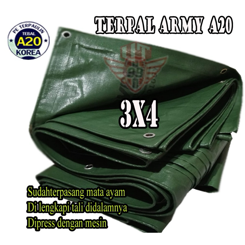 Jual Terpal Lembaran 3x4 Army A20 satu warna | Shopee Indonesia