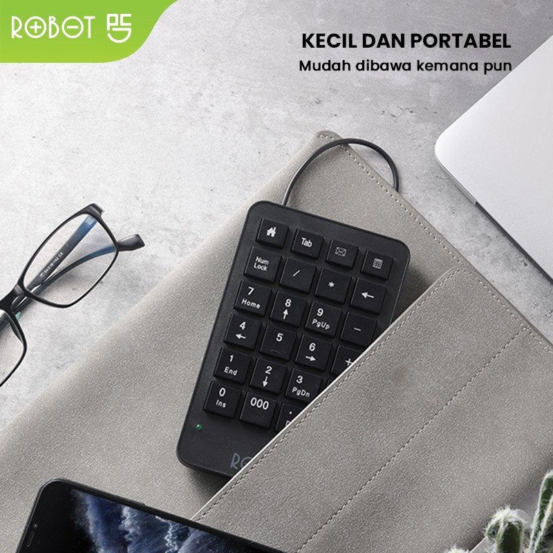 Jual ROBOT RK01 Wired Numeric Keypad Black Portable Original | Shopee ...